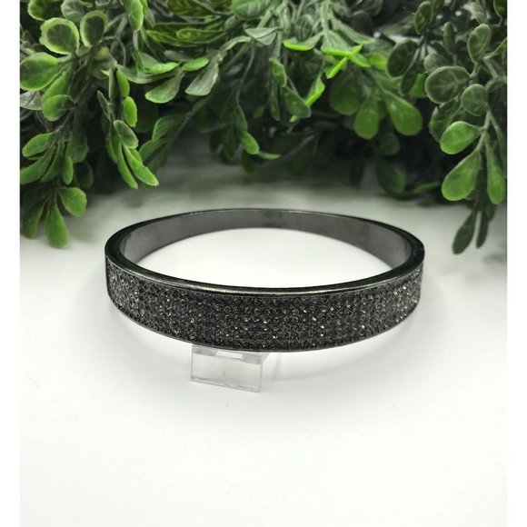 Unknown | Jewelry | Bracelet Bangle With Rhinestones Pewter Tone | Poshmark